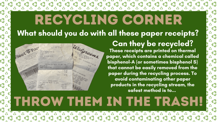 Recycling Corner: Receipts | UUCM Happenings