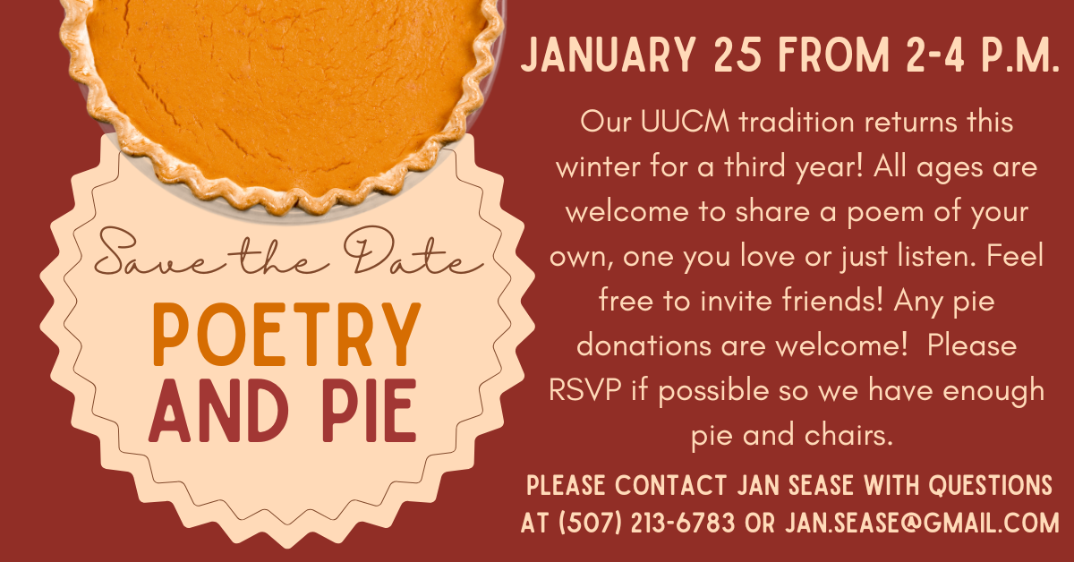 Coming Up: Poetry & Pie! | UUCM Happenings